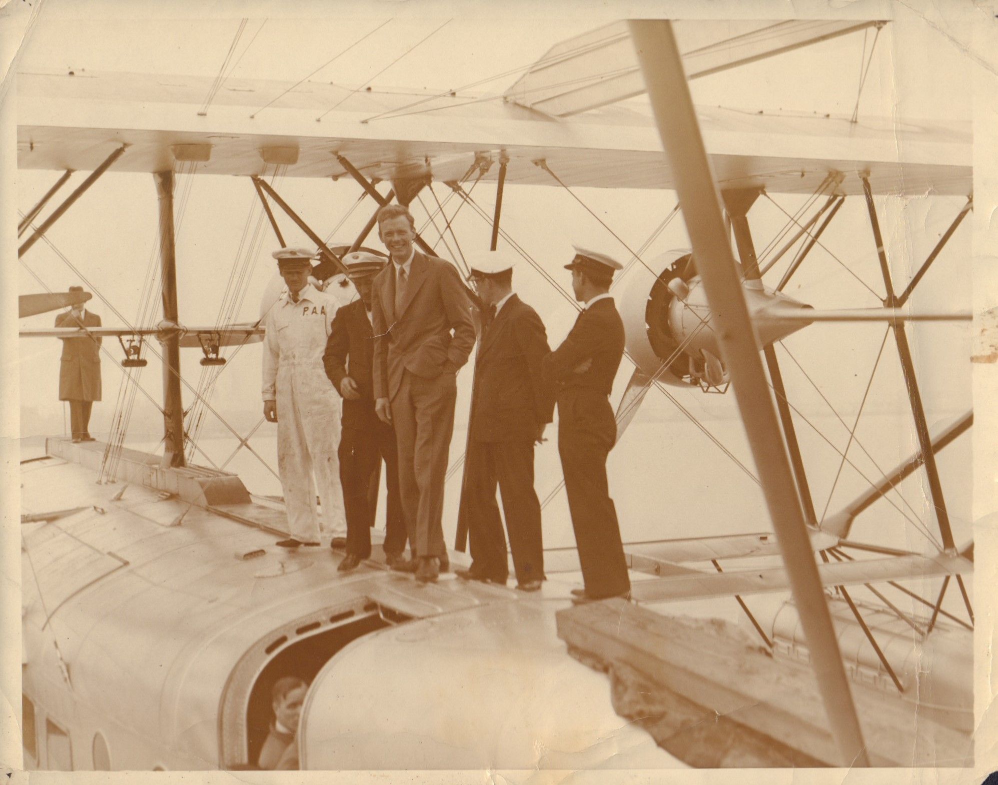 Original silver gelatin photograph of Lindbergh inspecting a Sikorsky S ...