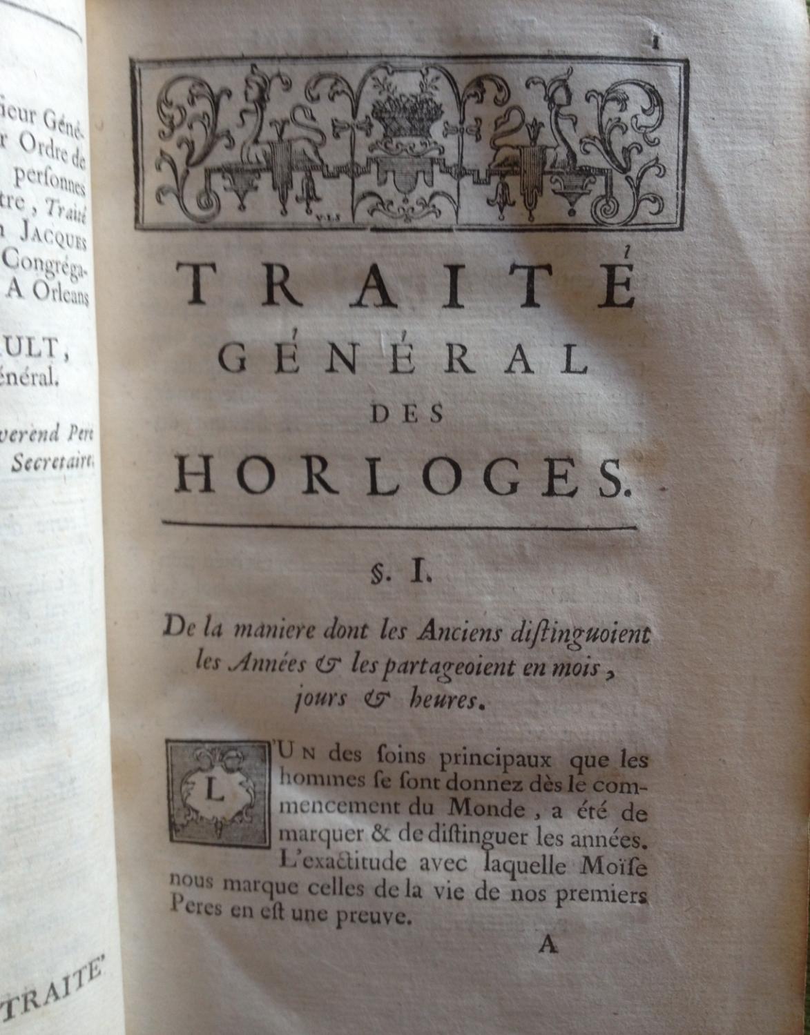 Traité général des Horloges by R. P. Dom Jacques Allexandre (Alexandre ...