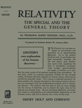 Relativity The Special and General Theory by Einstein, Albert: Near ...