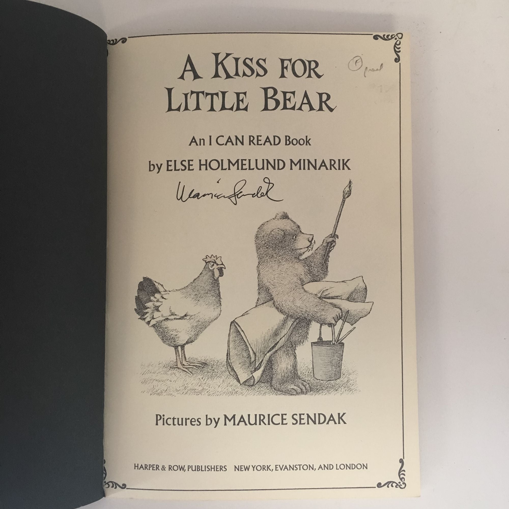 A Kiss For Little Bear by [SENDAK, Maurice] MINARIK, Else Holmelund ...