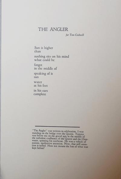 The Angler for Tom Cadwell (Poetry Broadside) by Richards, Brian: Near ...