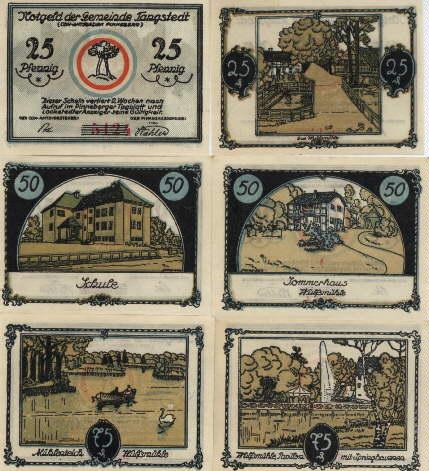 Notgeld der Gemeinde Tangstedt. Komplette Serie von 6 Notgeldscheinen ...