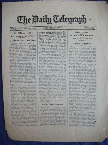 Historic Newspaper The Daily Telegraph Reduced Format Wednesday May 12 1926 Very Good