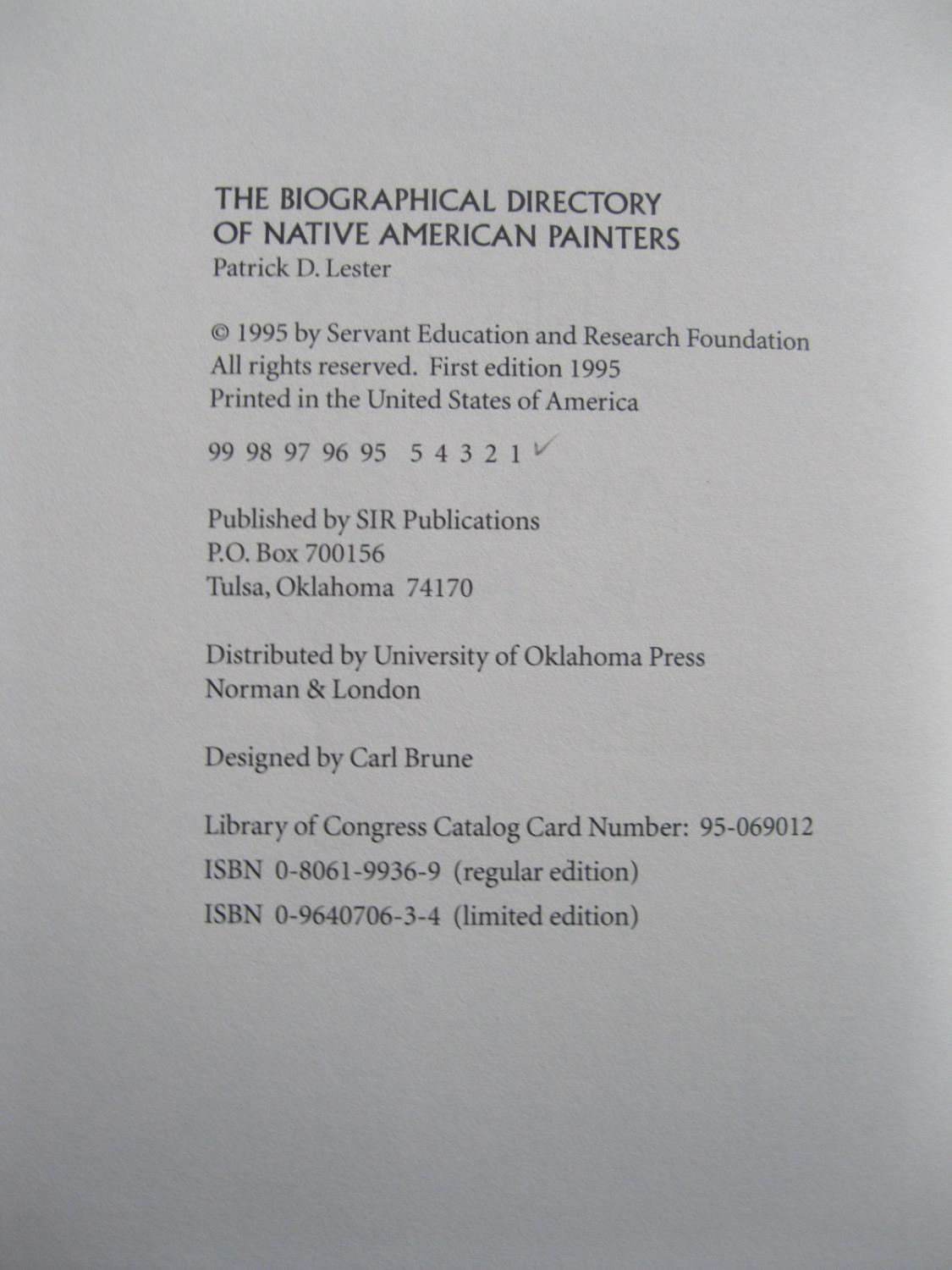 THE BIOGRAPHICAL DIRECTORY OF NATIVE AMERICAN PAINTERS by Lester ... THE BIOGRAPHICAL DIRECTORY OF NATIVE AMERICAN PAINTERS by Lester ...