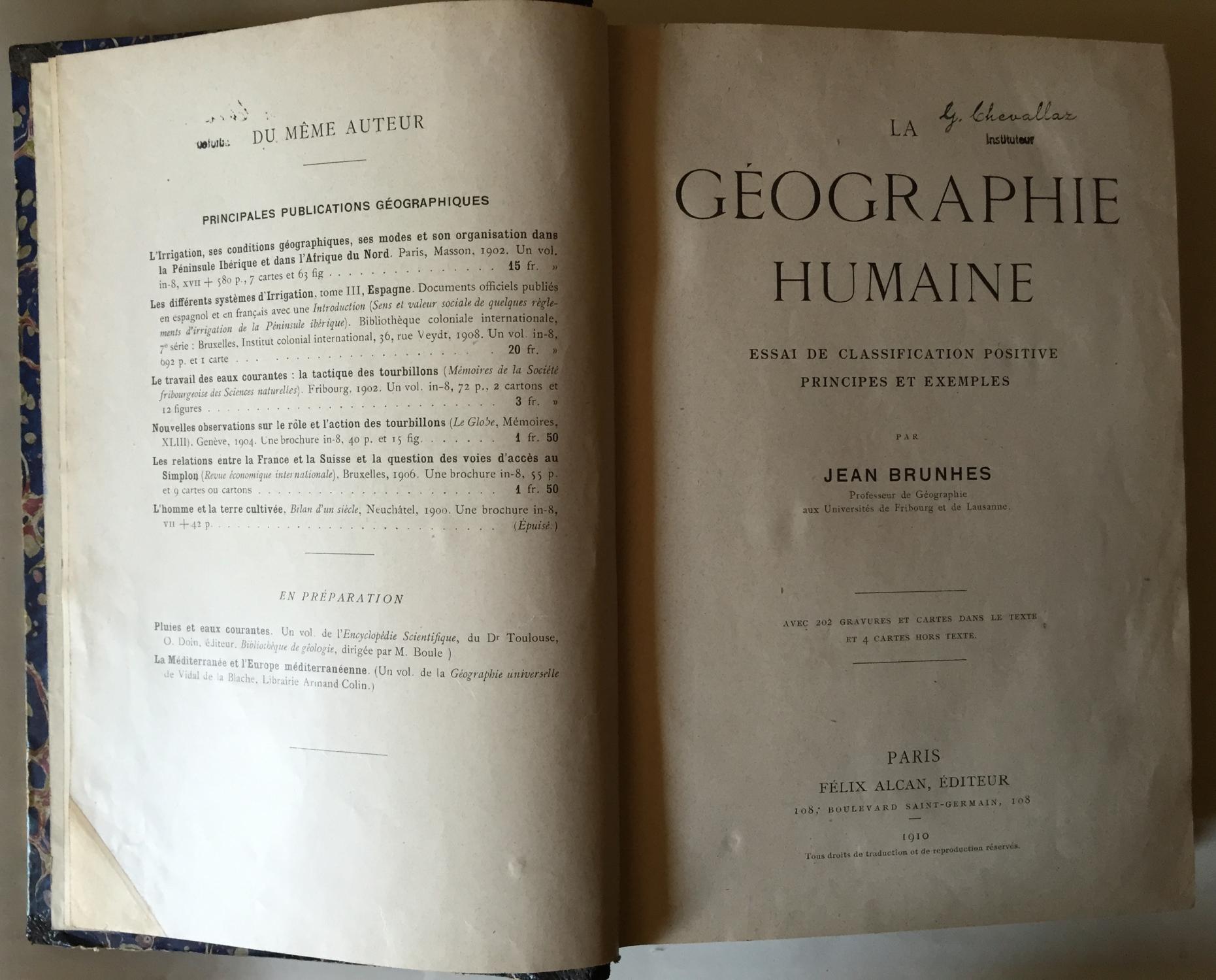La geographie humaine. Essai de classification positive. Principes et ...