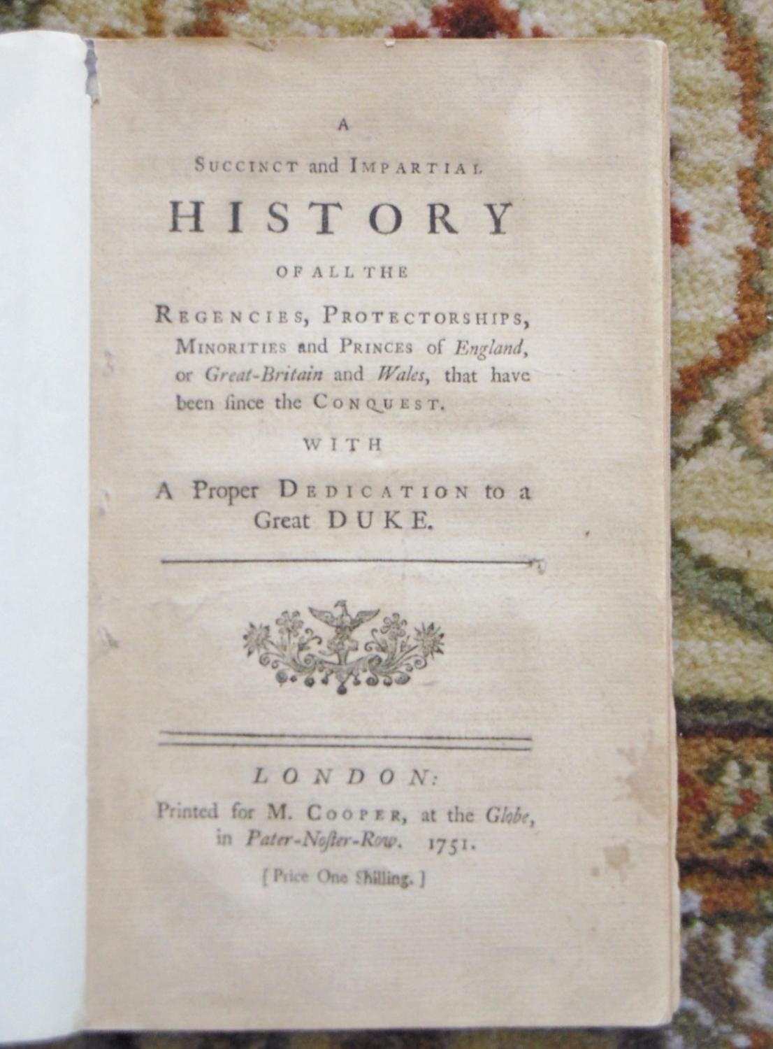 1751 ROYAL SUCCESSION : REGENCIES & PRINCES of ENGLAND, GREAT-BRITAIN ...