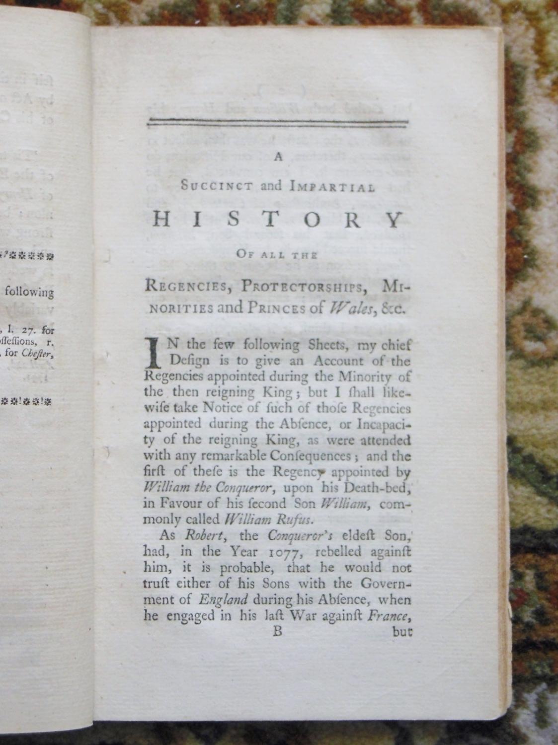 1751 ROYAL SUCCESSION : REGENCIES & PRINCES of ENGLAND, GREAT-BRITAIN ...