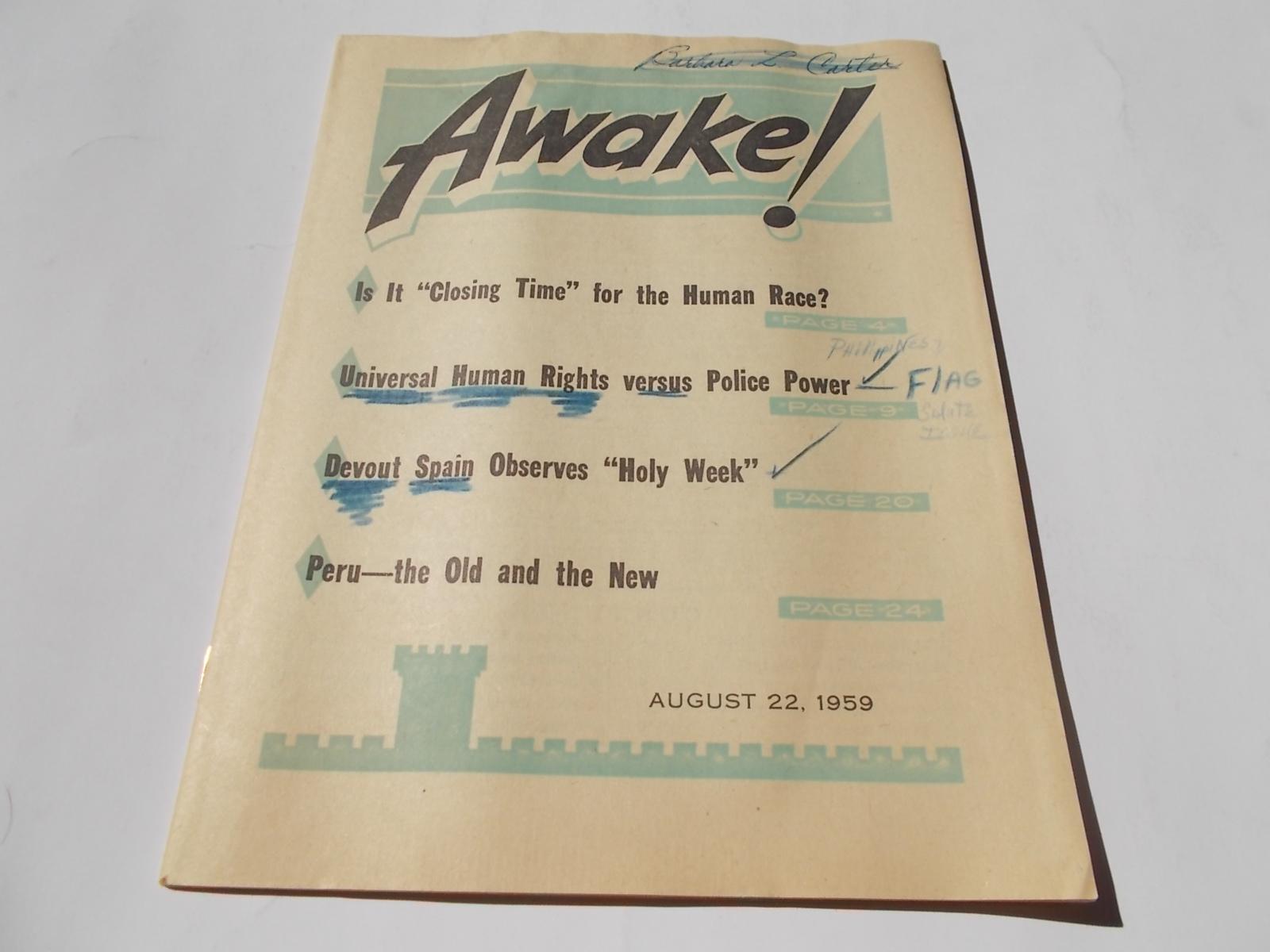 Awake! (August 22, 1959) Single Issue Magazine by Watchtower Bible and ...