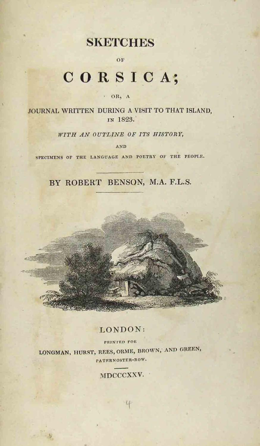 Sketches of Corsica; or a Journal Written During a Visit to that Island ...