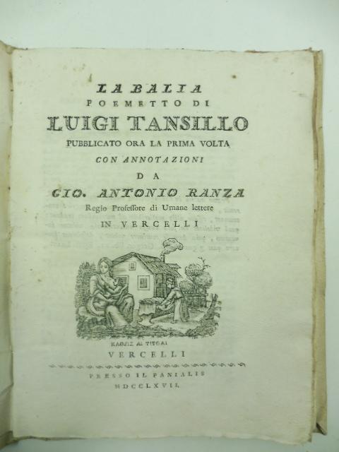 La balia. Poemetto pubblicato ora la prima volta con annotazioni da Gio ... La balia. Poemetto pubblicato ora la prima volta con annotazioni da Gio ...