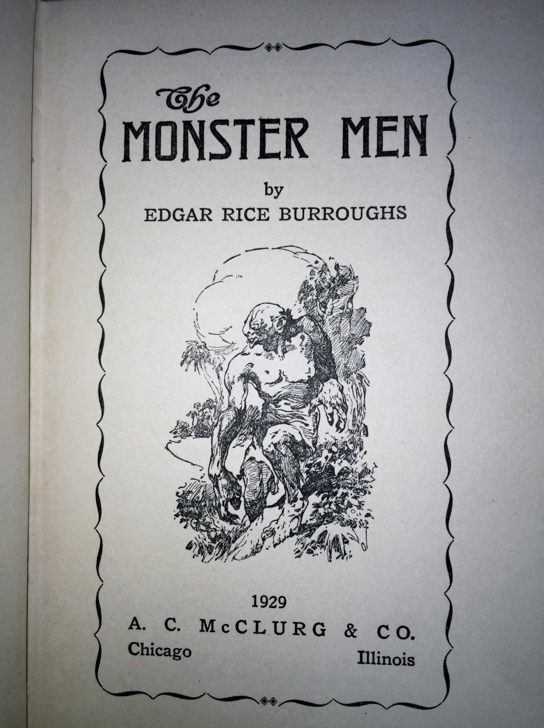 The Monster Men by Burroughs, Edgar Rice: Very Good + Hardcover (1929 ...