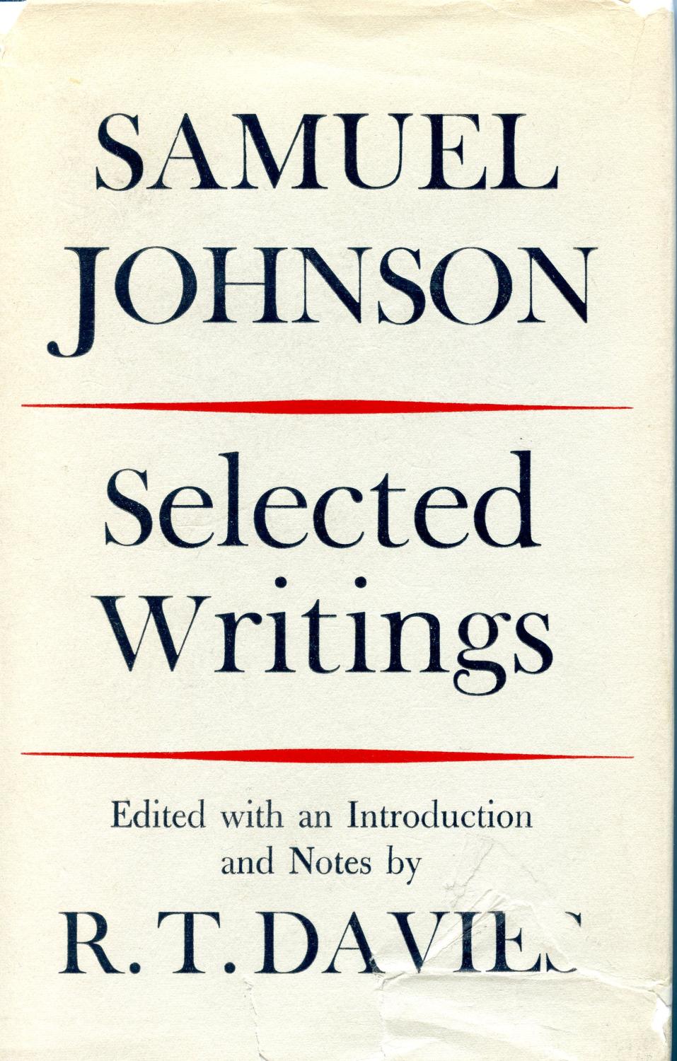 SAMUEL JOHNSON. SELECTED WRITINGS by JOHNSON, SAMUEL: Near Fine ...
