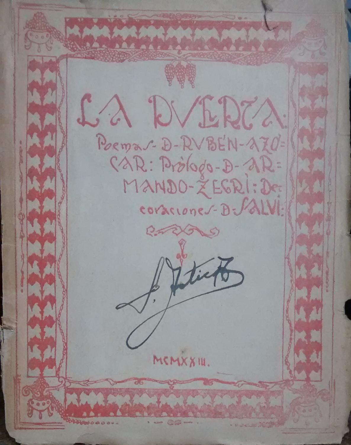 La puerta. Poemas. Prólogo de Armando Zegri. Decoraciones D-Salvi par Azócar, Rubén ( 1901-1965 ...