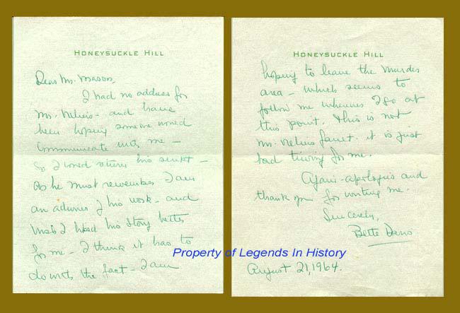 Autographed Letter - SIGNED by Davis, Bette: (1964) Signed by Author(s ...