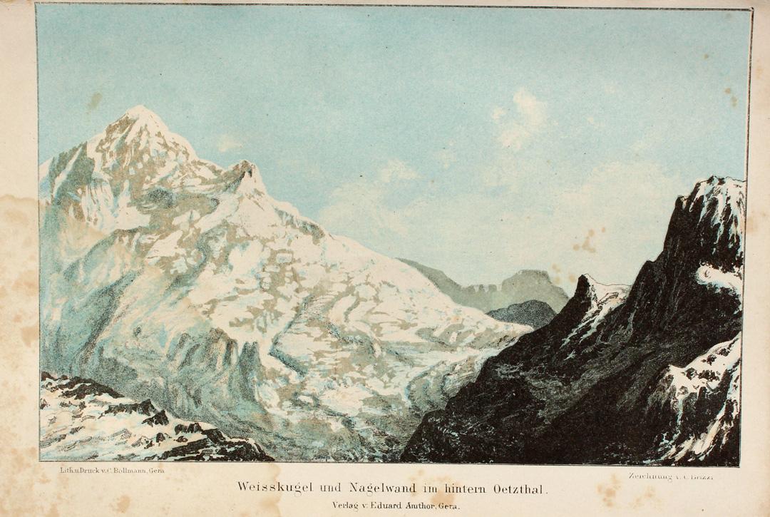 "Weisskugel und Nagelwand im hintern Oetzthal" originale Farb ...