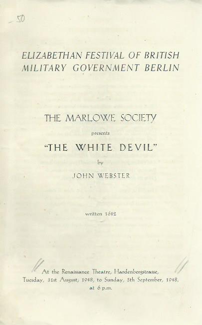 Programmheft zu 'The white Devil'. The tragedy of Paulo Giordano Ursini, Duke of Brachiano, and ...