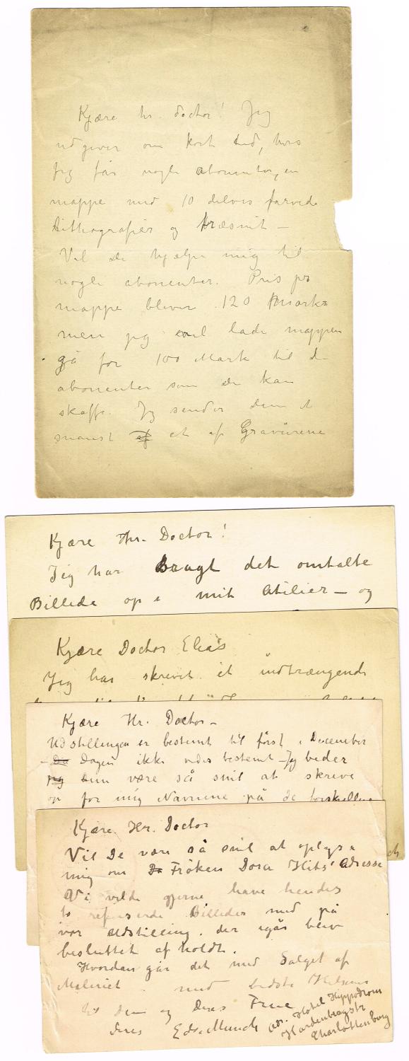 Collection of 6 autograph letters signed E Munch" or Edv. Munch". by ...