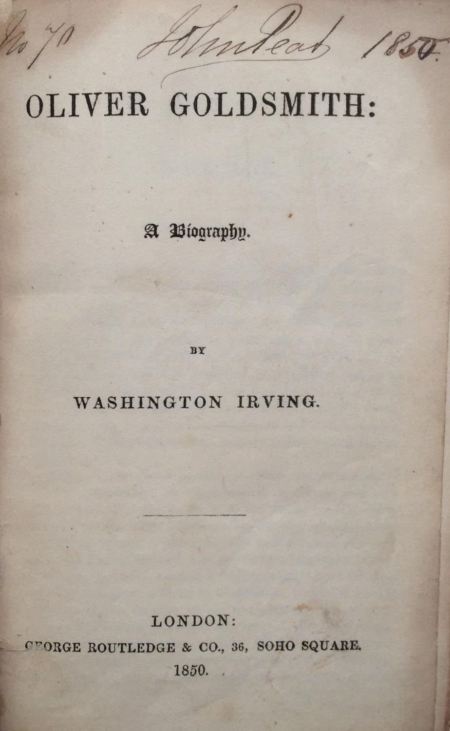 Oliver Goldsmith: A Biography LEATHER Edition by Irving, Washington ...