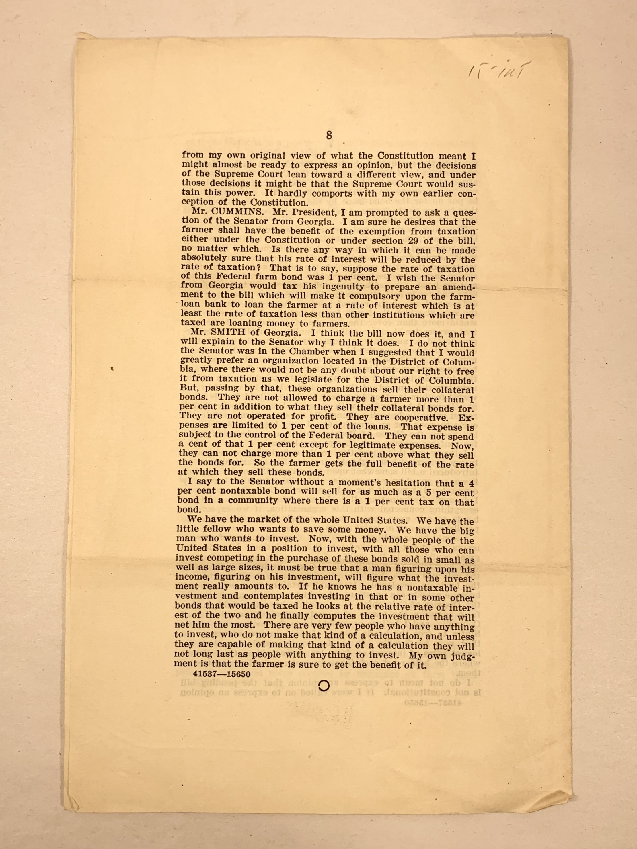 Rural Credits: Speech of Hon. Hoke Smith of Georgia in the Senate of ...