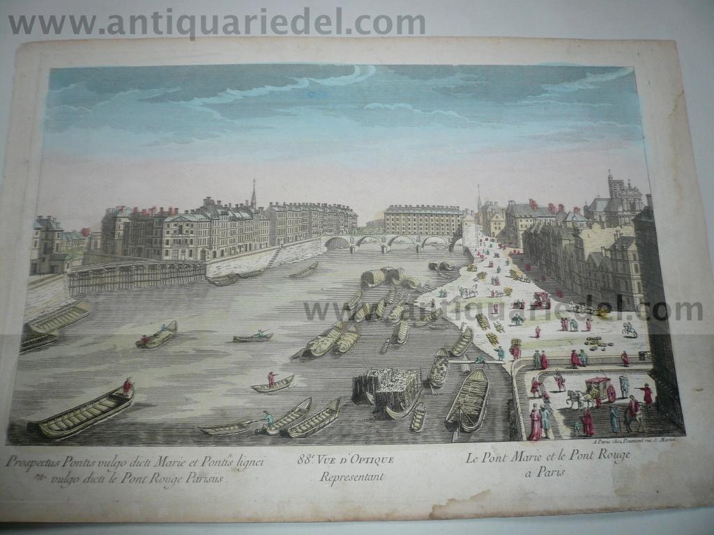 Paris, Pont Rouge, anno 1760, Daumont, Optical Print de Daumont, Rue S ...