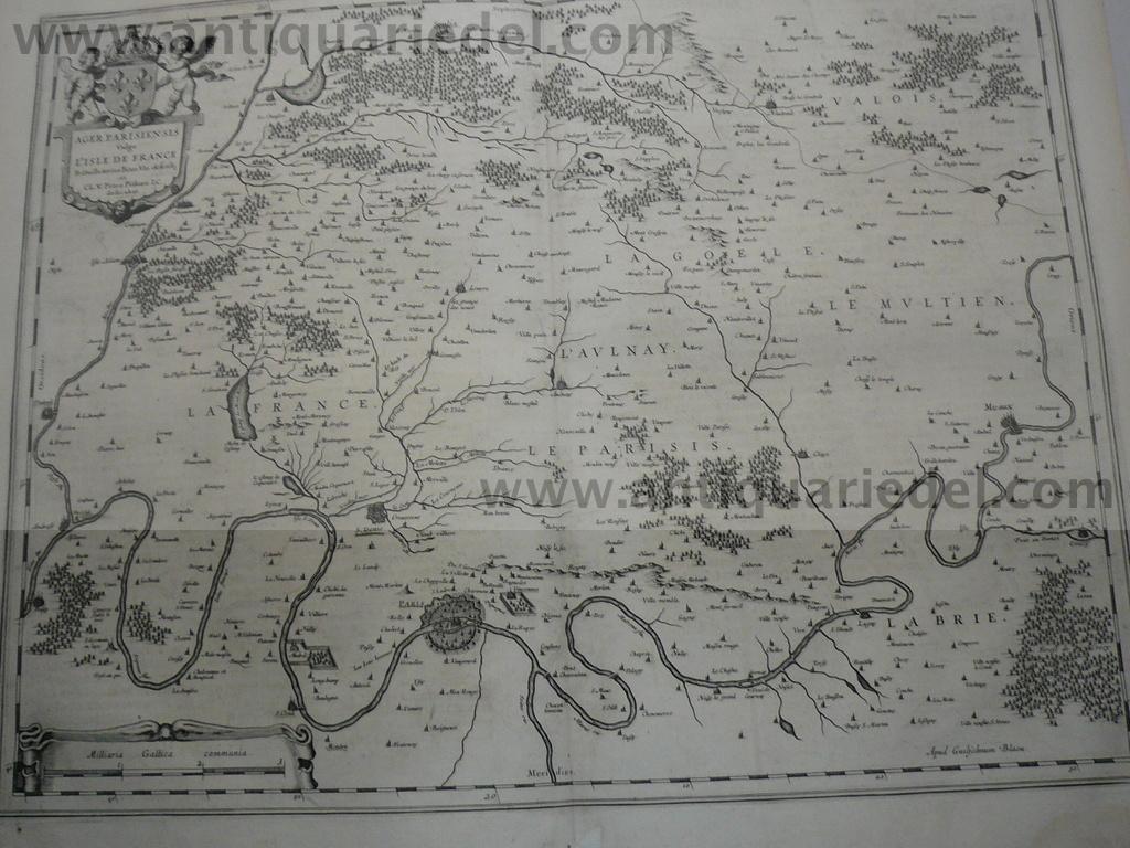 Isle de France, anno 1650, map, Blaeu, PARIS von Blaeu W.+J.,Atlases ...