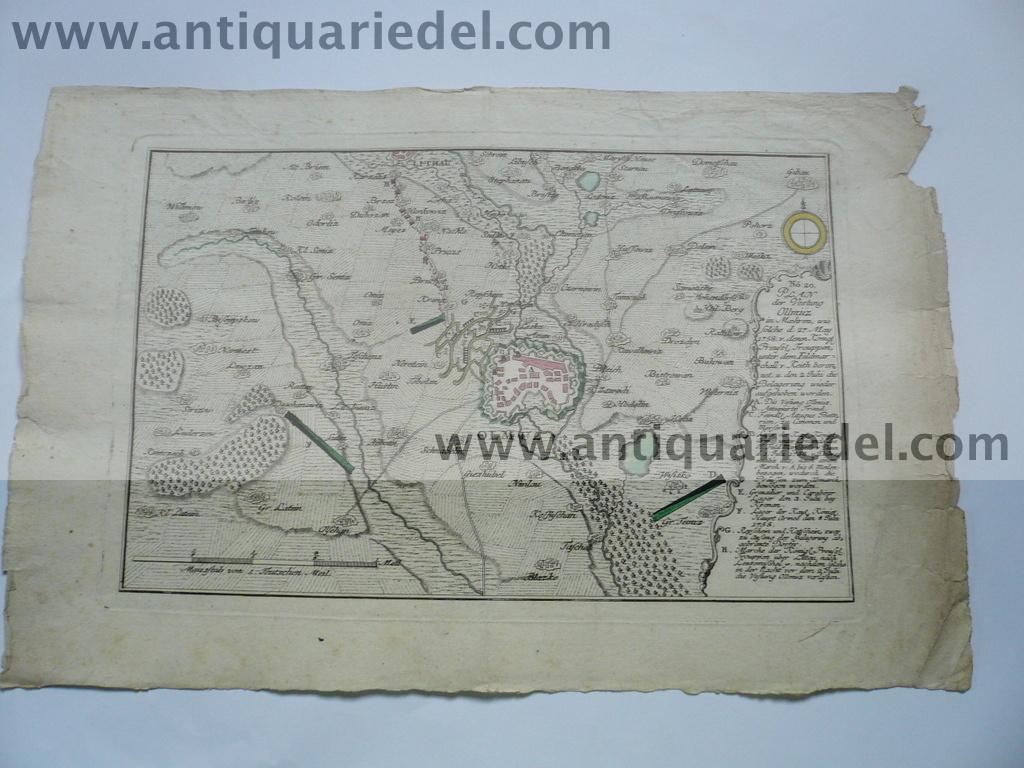 Olomouc-Olmütz, anno 1765, map, Battle of the year 1758 by ...