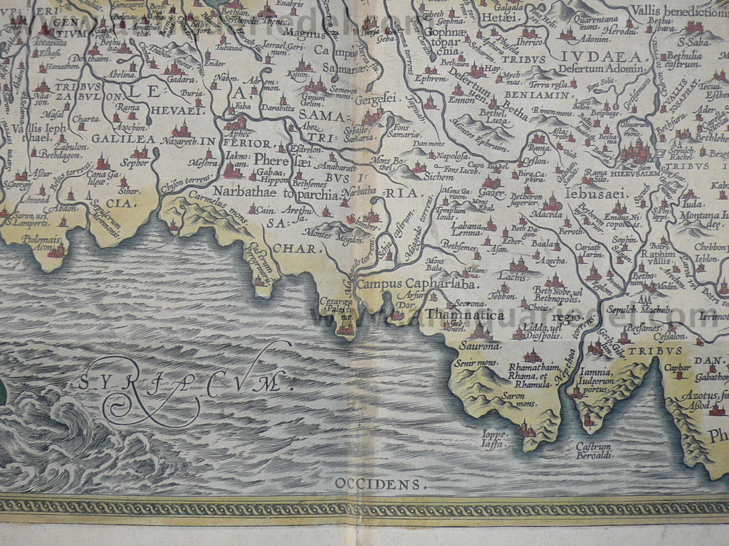 TERRA SANCTA, map Ortelius A., anno 1603, cont.coloured by Ortelius ...
