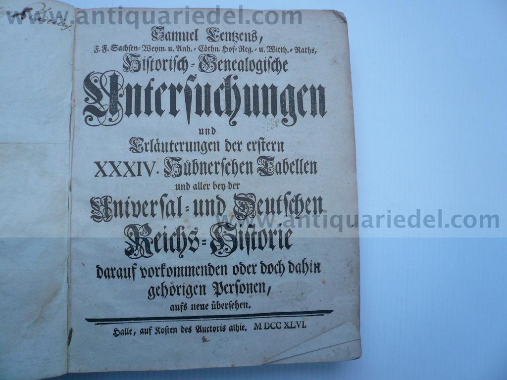 Samuel Lenzens Untersuchungen, Halle, anno 1746-Genealogie, Gesc von ...