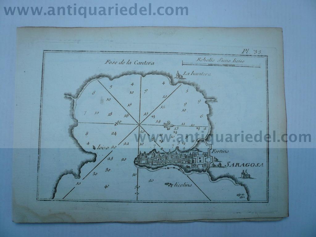Sardinia-Saragosa, map, Roux anno 1795 by Roux Joseph, 1725-1793: very ...