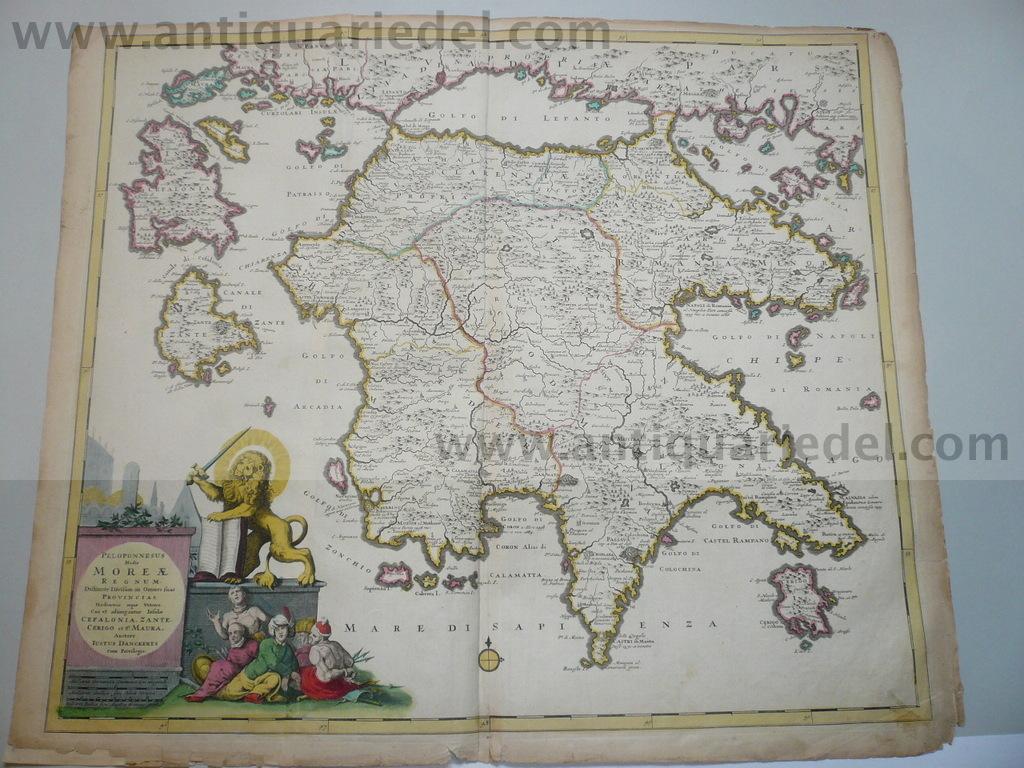 Moreae,Peloponnes,Greece,map,Danckerts,a.1690 par Danckerts Cornelis ...