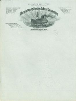 Letterhead for World's Fourth Sunday School Convention, Jerusalem ...
