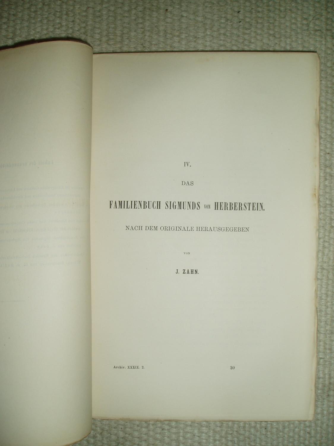 Das Familienbuch Sigmunds von Herberstein [Archiv für österreichische ...
