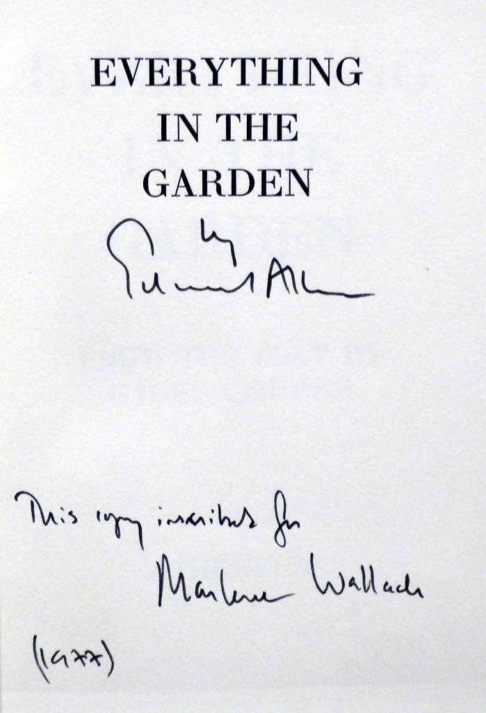 EVERYTHING IN THE GARDEN [SIGNED] by ALBEE, EDWARD: Fine Hard Cover ...