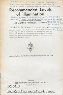 Recommended Levels of Illumination by Iluminating Engineering Society ...