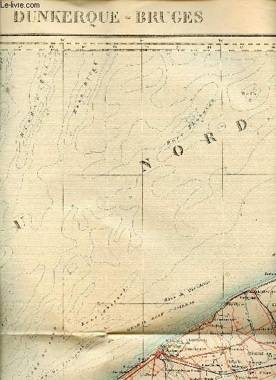 CARTE DUNKERQUE - BRUGES / ECHELLE 1/200000. DIMENSION : 64 x 53 cm ...