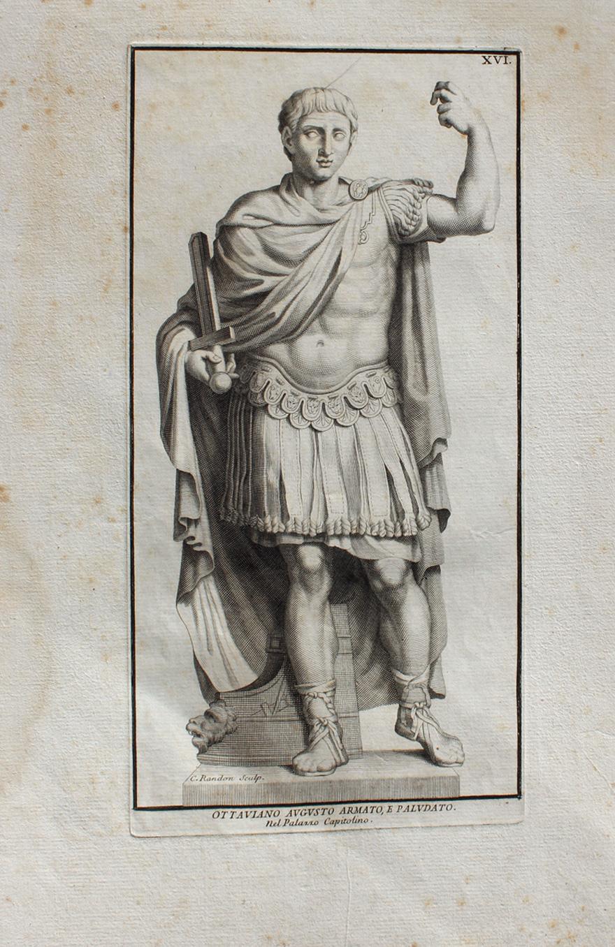 "Ottaviano Augusto Armato, e Paludato" originaler Kupferstich ca ...
