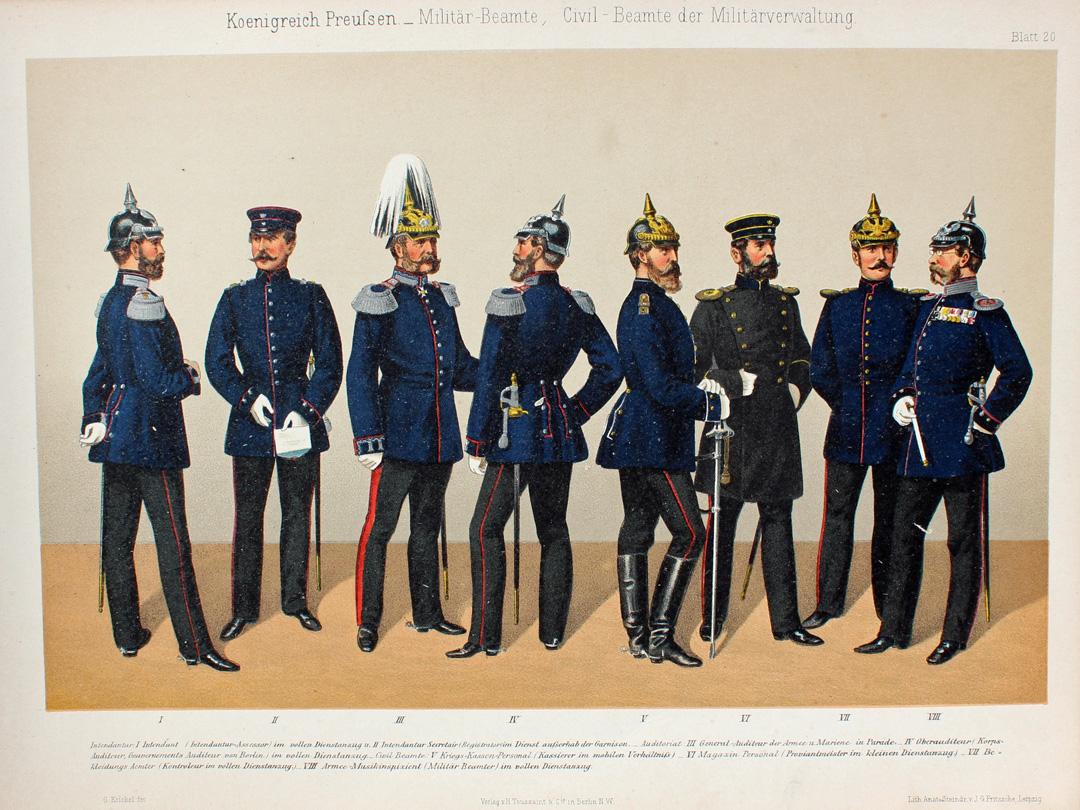 "Königreich Preußen - Militär-Beamte, Civil-Beamte…" originale Chromo ...