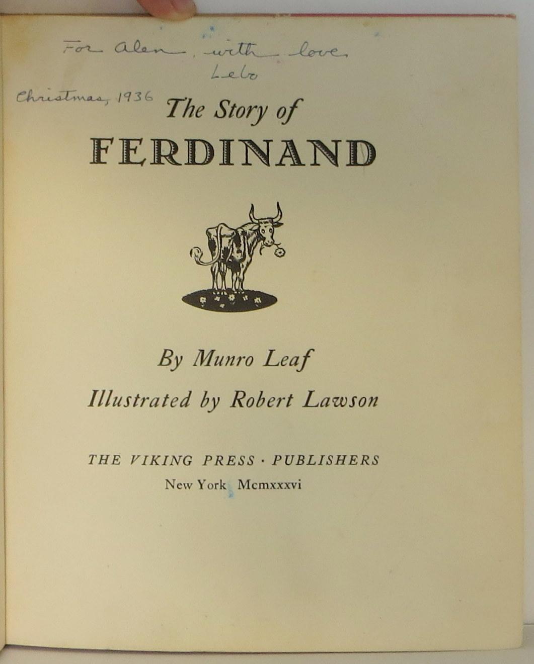 The Story of Ferdinand by Leaf, Munro, Lawson, Robert, Illustrator ...