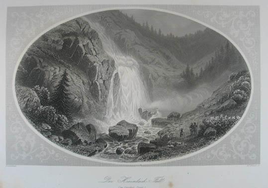 Der Hainlach-Fall (im Oetzthal, Tyrol). Stahlstich v. French n ...