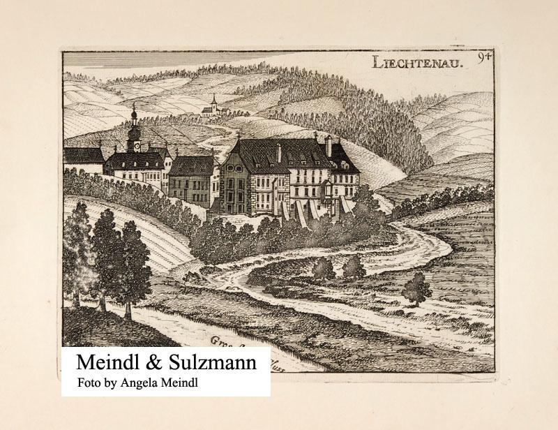 Topographia Austriae Superioris Modernae.- "Liechtenau". von Lichtenau bei Wels.- Kupferstich ...