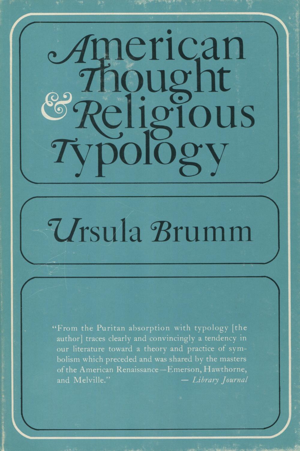 American Thought And Religious Typology by Brumm, Ursula: Almost Like ...