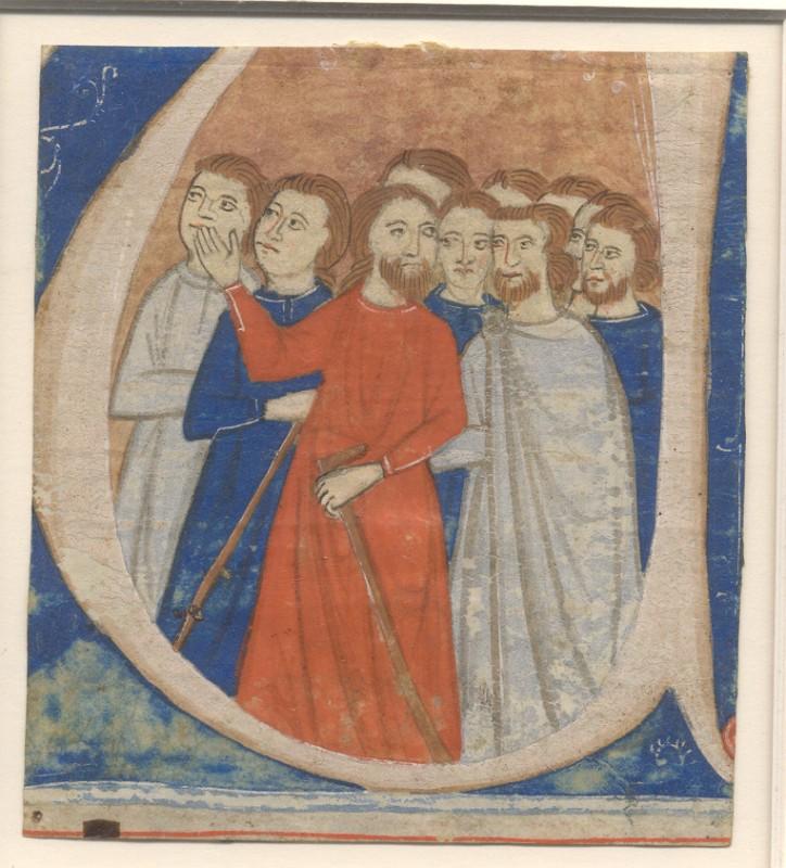Historisierte Initiale: Jesus im Kreis seiner Jünger. by Ausschnitt aus ...