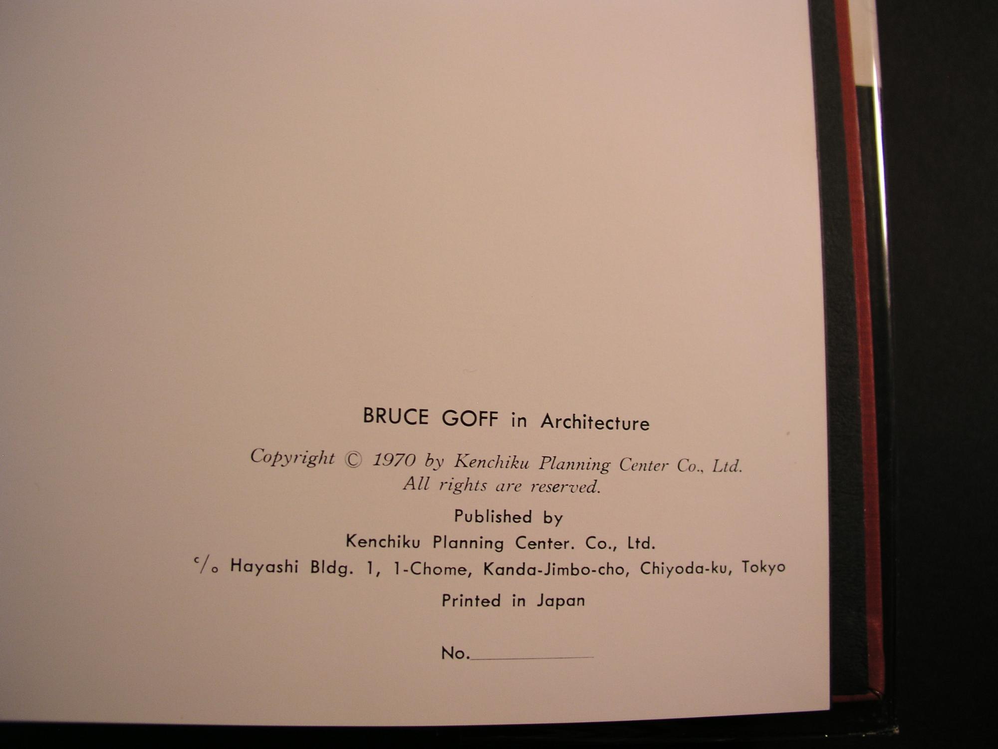 Bruce Goff in Architecture de Mohri, Takenobu: Fine Hardcover (1970 ...