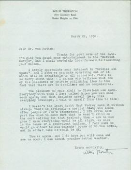TLS Willis Thornton to Nathan Van Patten, March 29, 1950. by Thornton ...