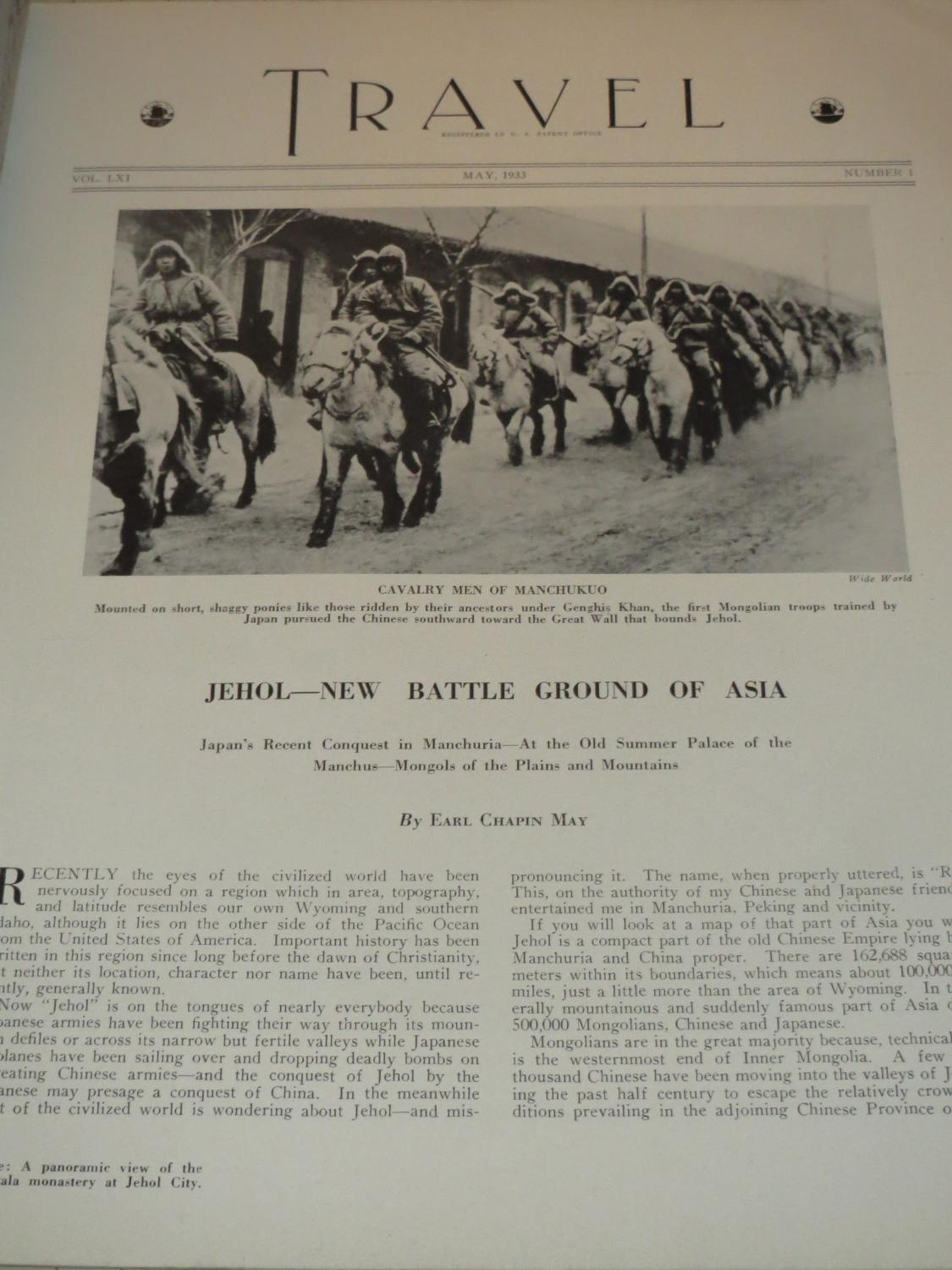 1933 Travel Magazine:Jehol,Battle Gound of Asia - Lost Airmen of the ...