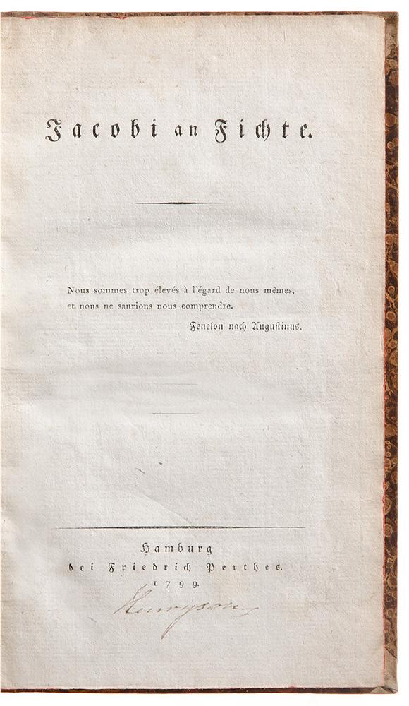 Jacobi an Fichte par FICHTE, JACOBI, (F. H.): Gut bis sehr gut ...