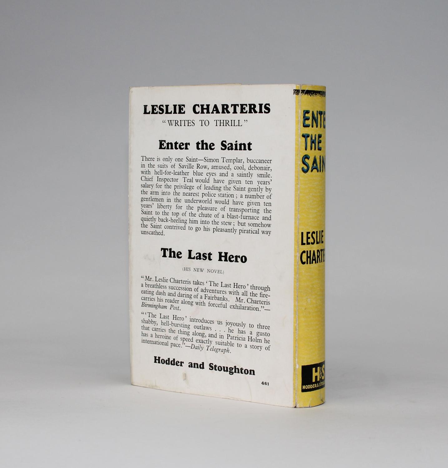 ENTER THE SAINT by CHARTERIS, Leslie: (1930) | LUCIUS BOOKS (ABA, ILAB ...