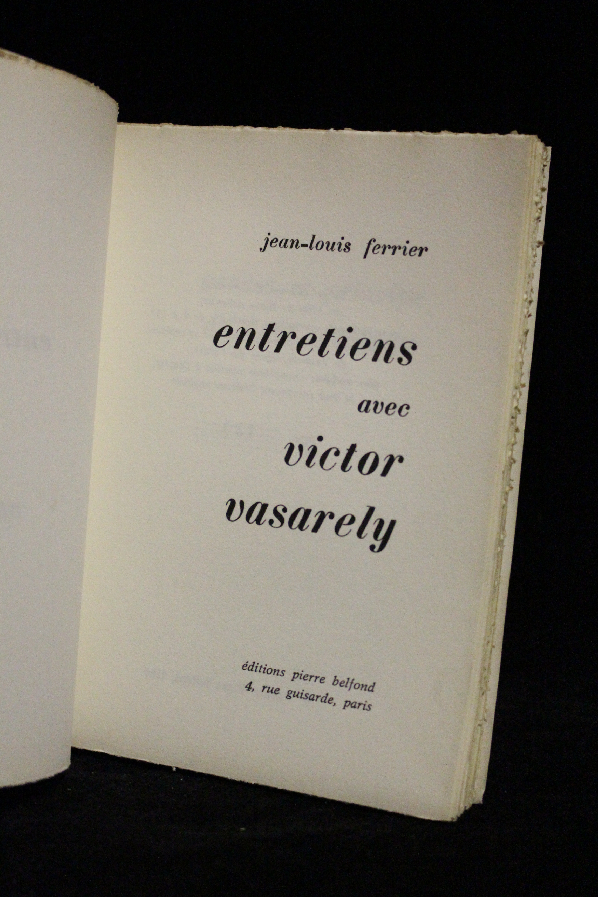 Entretiens avec Victor Vasarely by Jean-Louis FERRIER: couverture ...