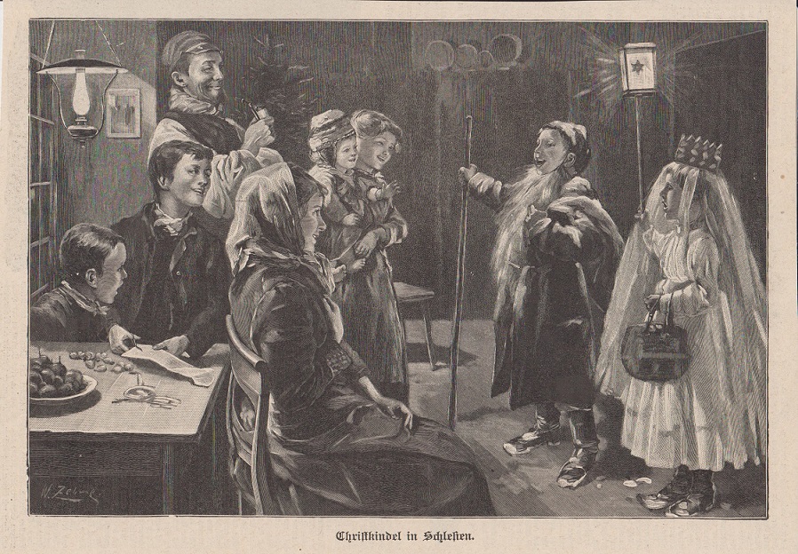 orig. Holzstich Christkindel in Schlesien - Heilige drei Könige: Gut ...