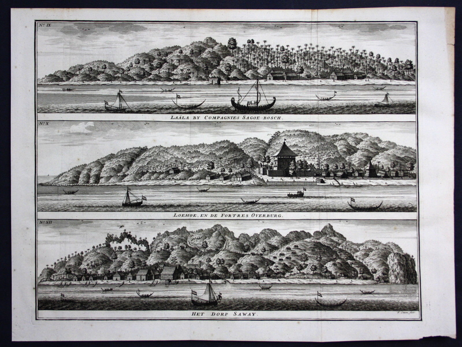 Seram Ambon Indonesia Moluccas Maluku map engraving Valentijn Sawaij ...
